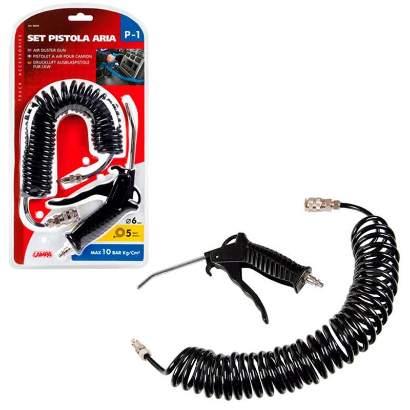 5m MAX 10 BAR Multi-Bar Spiral Hose Compressed Air Gun 8000692980781 | eBay