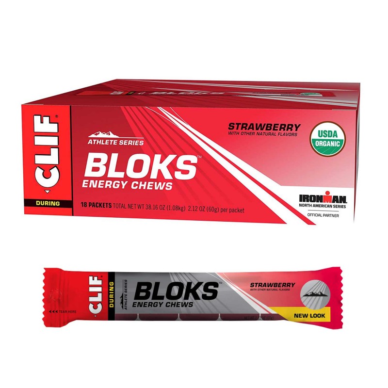 CLIF Coffret 18 gummies énergétiques saveur fraise BLOCKS 1200105000069 ...